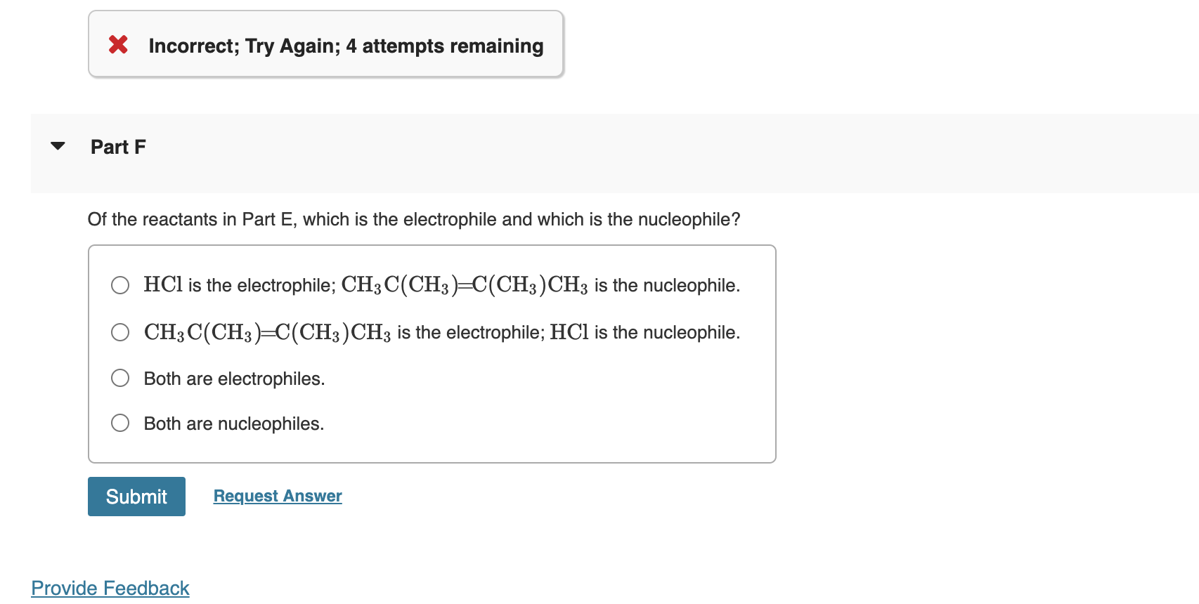 Solved Incorrect; Try Again; 4 ﻿attempts remainingPart FOf | Chegg.com