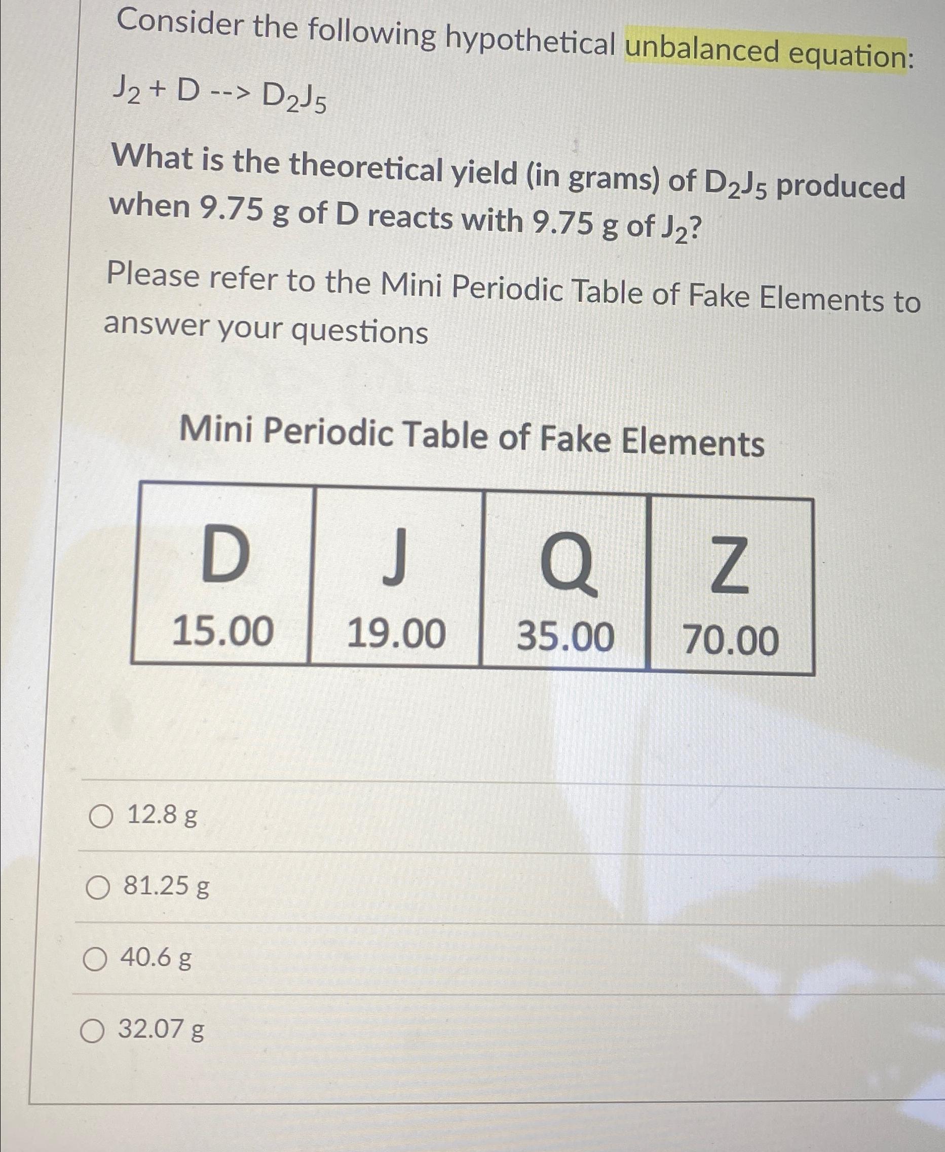 Solved Consider the following hypothetical unbalanced | Chegg.com