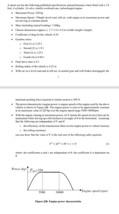 Solved A sports car has the following published | Chegg.com