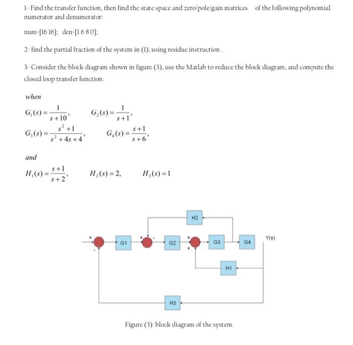 Solved 1- Find the transfer function, then find the state | Chegg.com