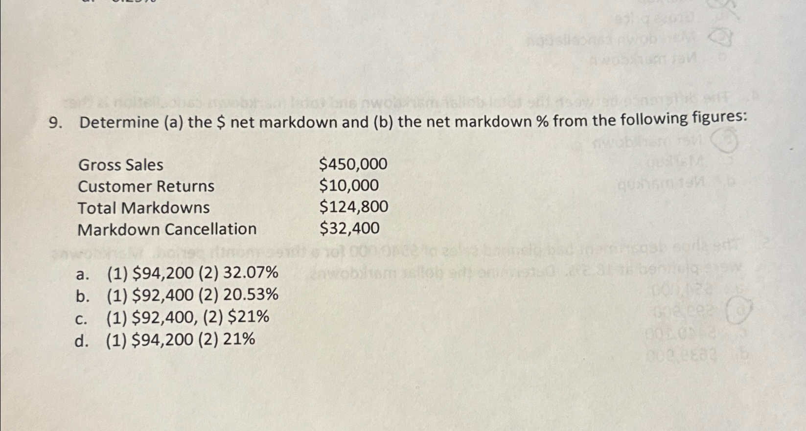 Solved Determine (a) ﻿the $ net markdown and (b) ﻿the net | Chegg.com
