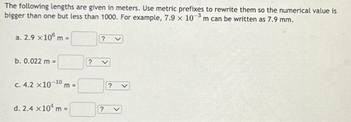 Solved The following lengths are given in meters. Use metric | Chegg.com