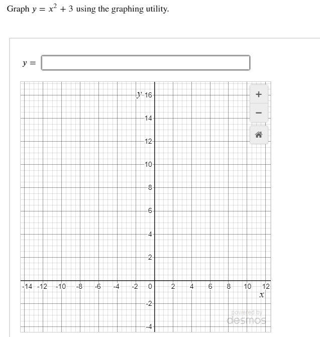Solved Graph y = x2 + 3 using the graphing utility. y = 1-16 | Chegg.com