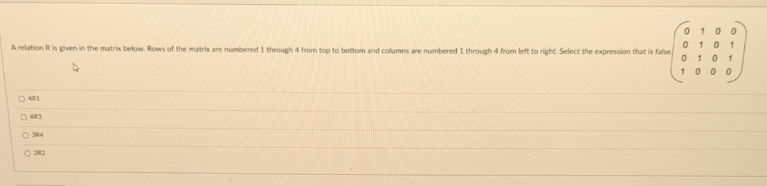 Solved A relation R ﻿is given in the matrix below. Rows of | Chegg.com