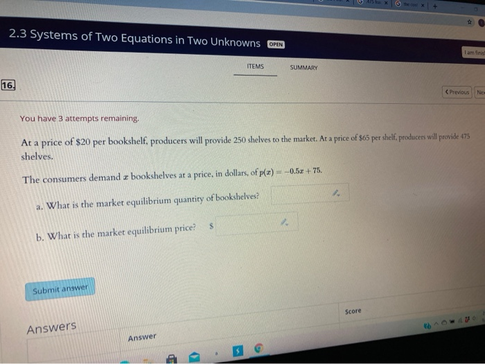 Solved 2.3 Systems of Two Equations in Two Unknowns OPEN | Chegg.com