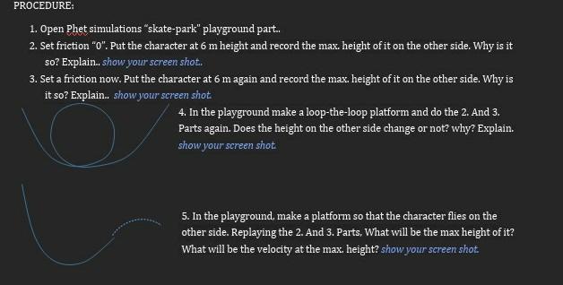 Solved PROCEDURE: 1. Open Phet simulations "skate-park" | Chegg.com