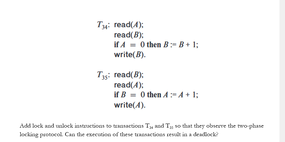 Solved Add lock and unlock instructions to transactions | Chegg.com