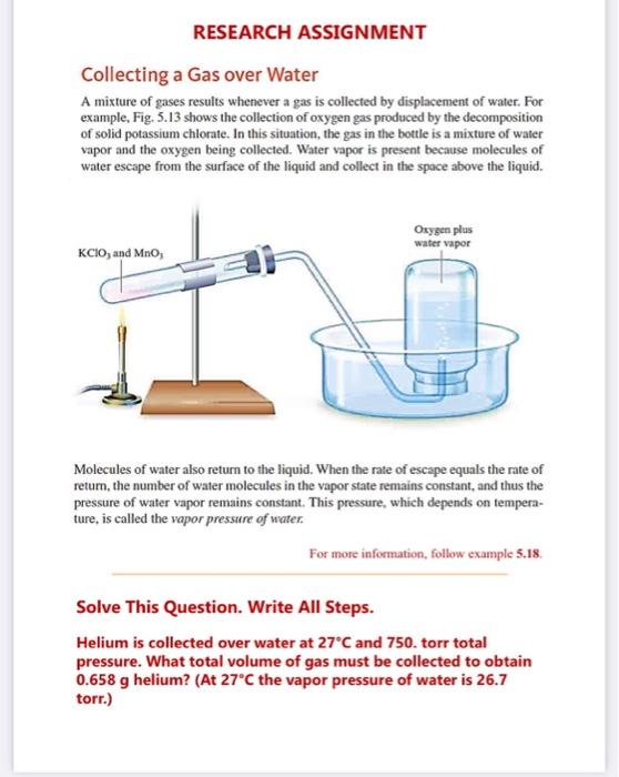 Solved RESEARCH ASSIGNMENT Collecting a Gas over Water A | Chegg.com