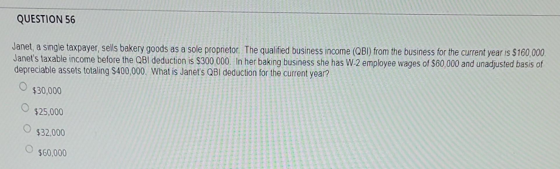 Solved Janet, a single taxpayer, sells bakery goods as a | Chegg.com
