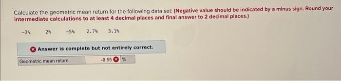 Solved Calculate the geometric mean return for the following | Chegg.com