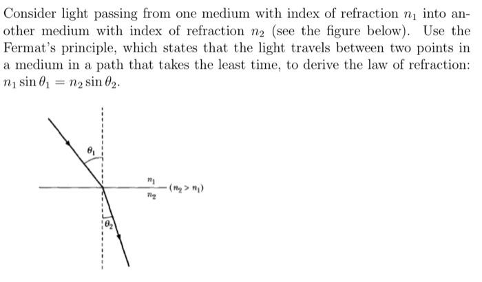 Solved Consider light passing from one medium with index of | Chegg.com