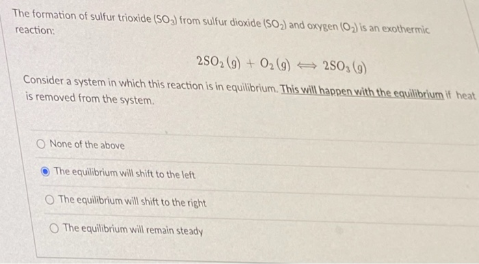 Solved The formation of sulfur trioxide (SO3) from sulfur | Chegg.com