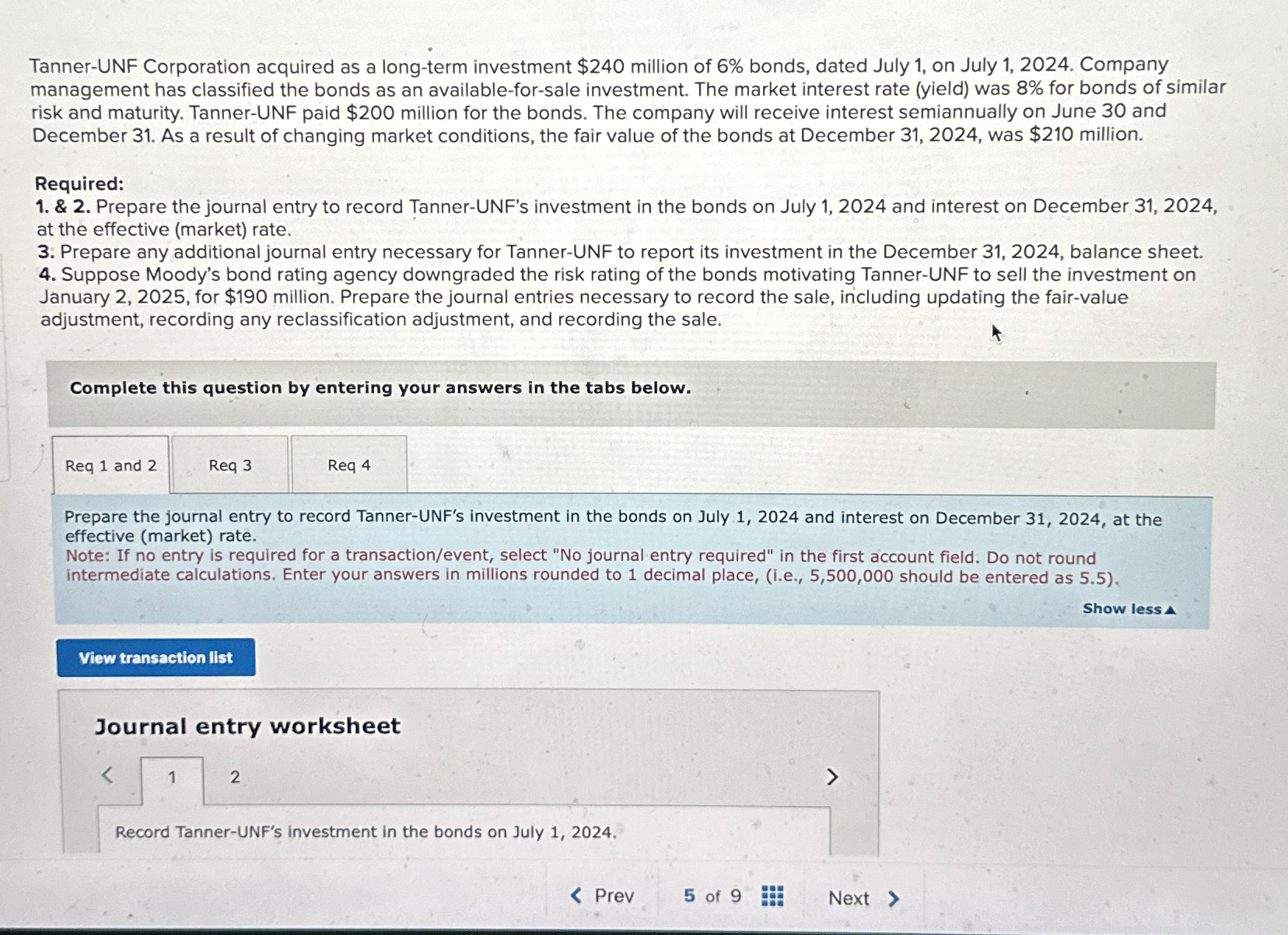 Solved Tanner-UNF Corporation acquired as a long-term | Chegg.com