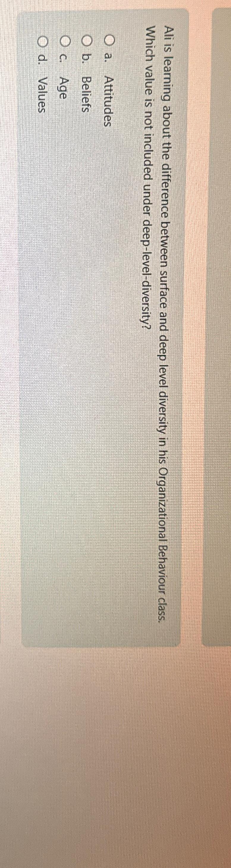 Solved Ali is learning about the difference between surface | Chegg.com