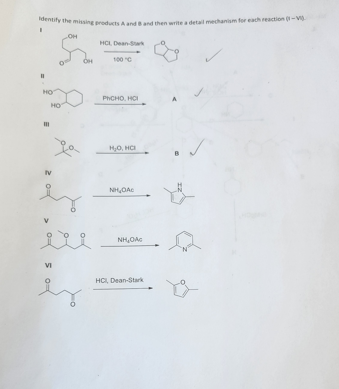Identify the missing products A and B and then write | Chegg.com