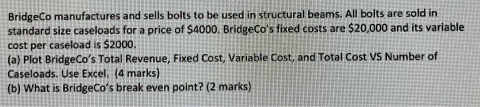 Solved BridgeCo manufactures and sells bolts to be used in | Chegg.com