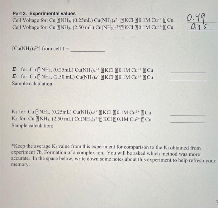 can someone help with the calculations for part 3. | Chegg.com