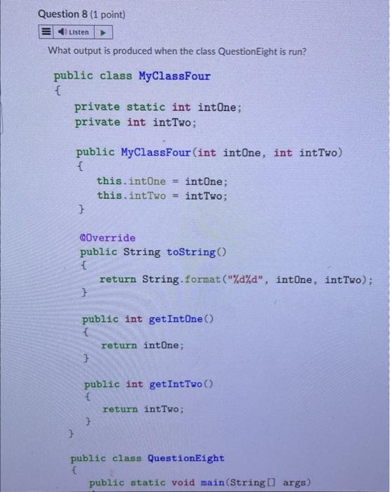 Solved Question 8 (1 point) What output is produced when the | Chegg.com
