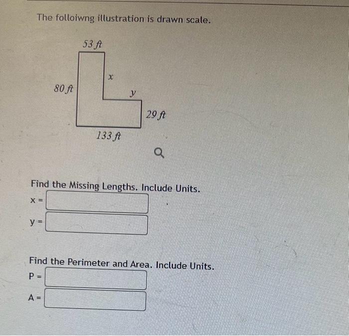 Solved The folloiwng illustration is drawn scale. Find the | Chegg.com