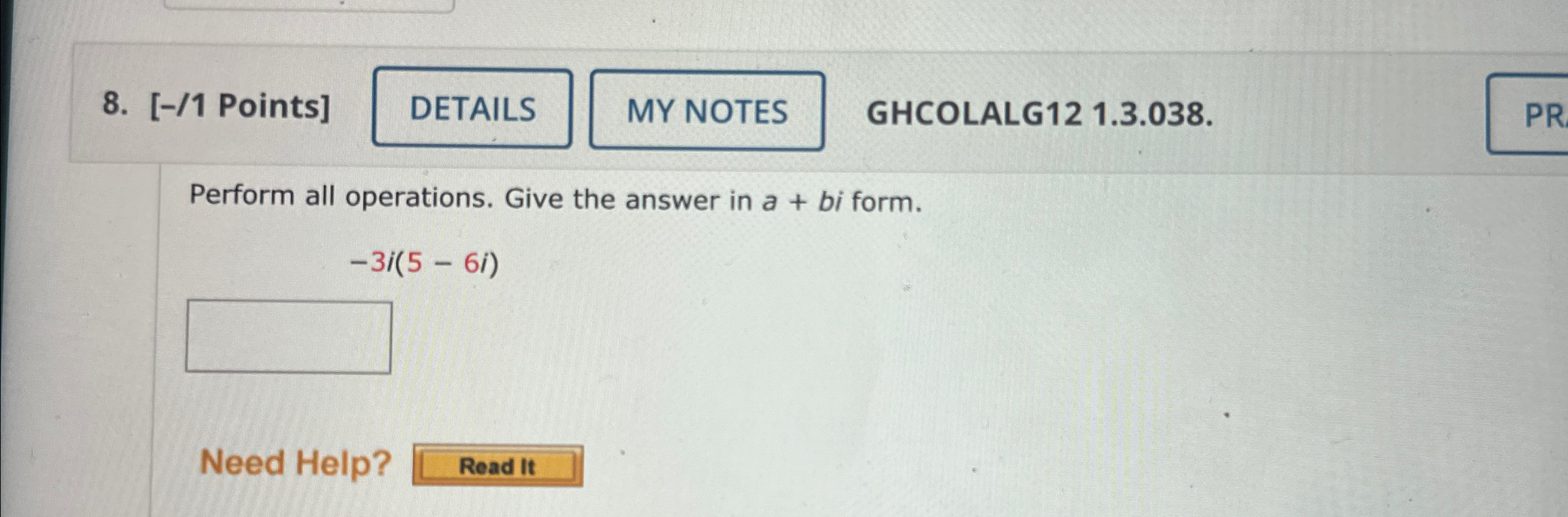 Solved [-/1 ﻿Points]GHCOLALG12 1.3.038.Perform all | Chegg.com