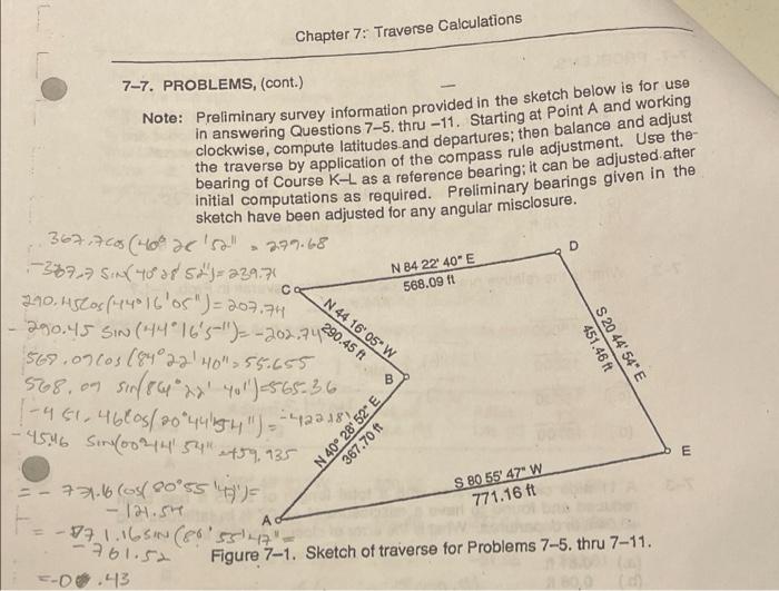 Solved Chapter 7: Traverse Calculations 7-7. PROBLEMS, | Chegg.com