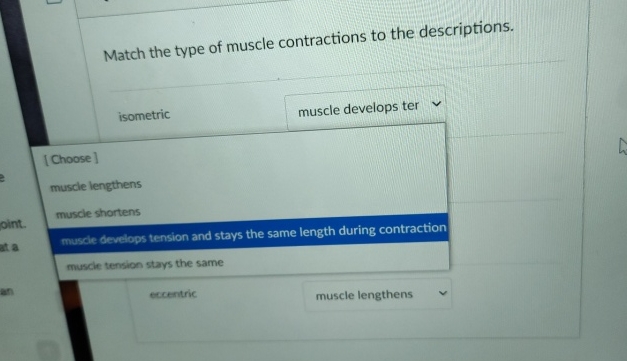 Solved Match the type of muscle contractions to the | Chegg.com