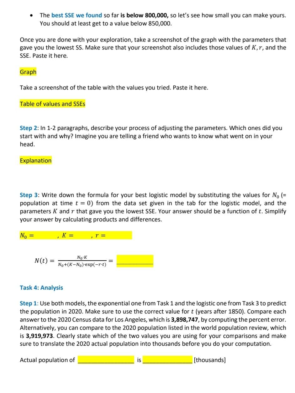 Solved Exploration 1: Fitting Models to Population Data of | Chegg.com