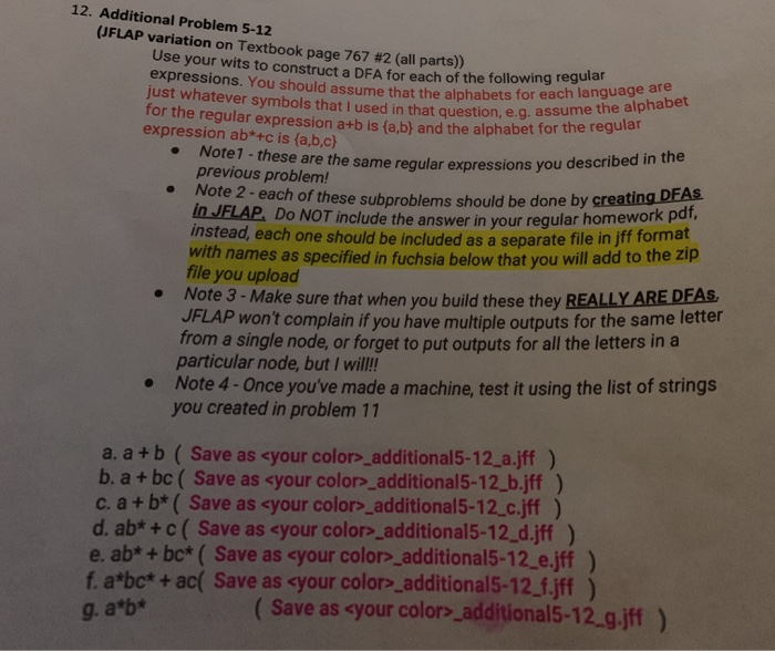12. Additional Problem 5-12 (JFLAP variation on | Chegg.com