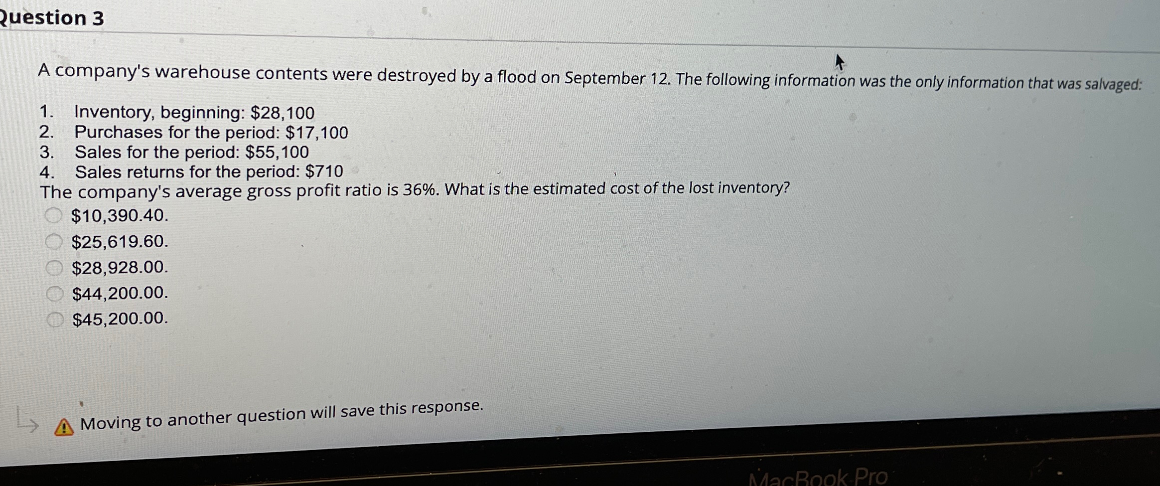 Solved Question 3A company's warehouse contents were | Chegg.com