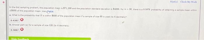 Solved In the EAI sampling problem, the population mean is | Chegg.com