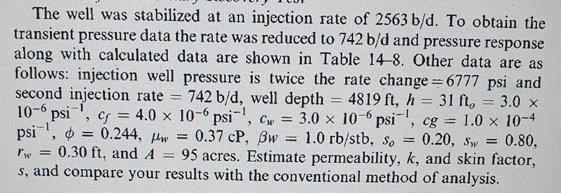 Solved Two-Rate Injectivity Test Function at various | Chegg.com
