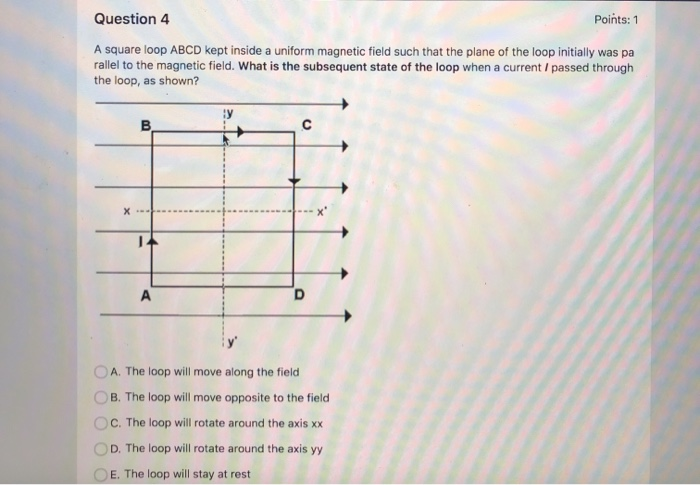 Solved Question 3 Points: 1 A square loop ABCD kept inside a | Chegg.com