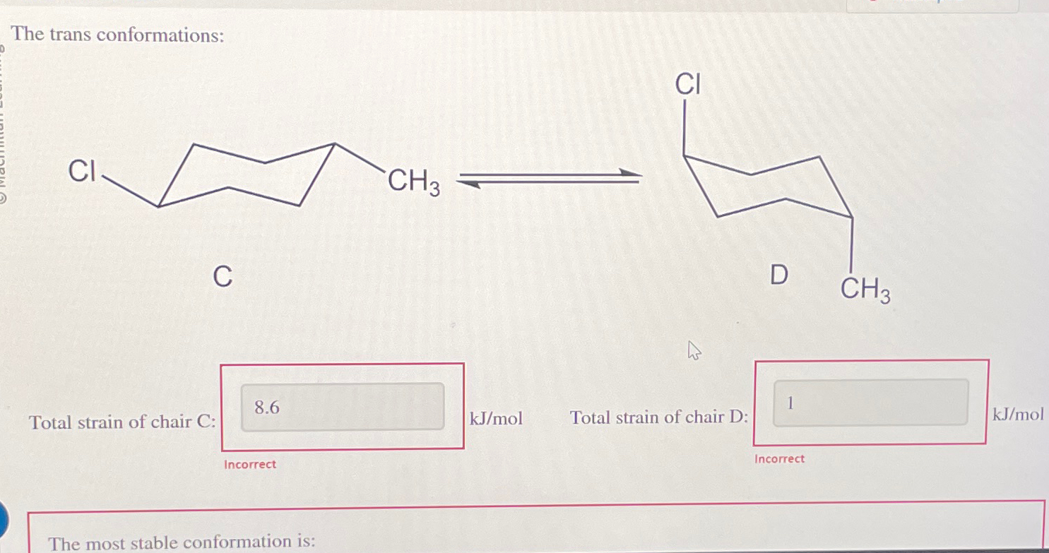 Solved The steric strain for a 1,3-diaxial interaction of a | Chegg.com