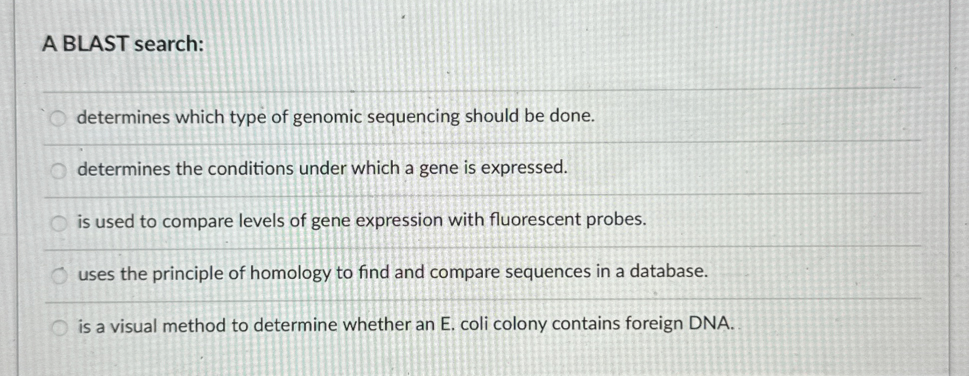 Solved A BLAST search:determines which type of genomic | Chegg.com