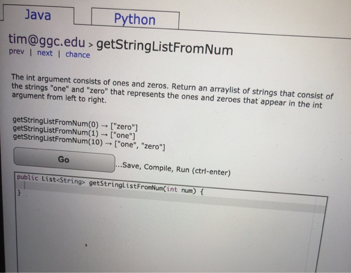 Solved Java Python Tim Getstringlistfromnum Prev 4864