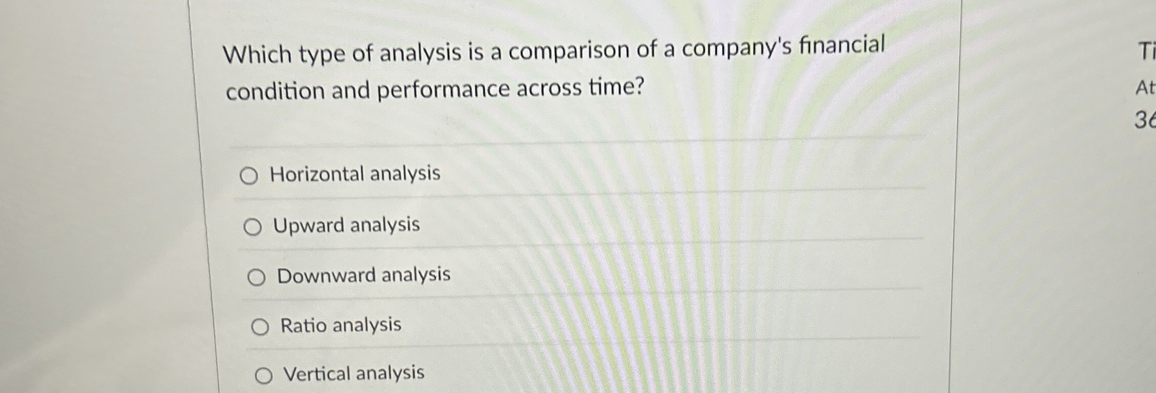 Solved Which type of analysis is a comparison of a company's | Chegg.com