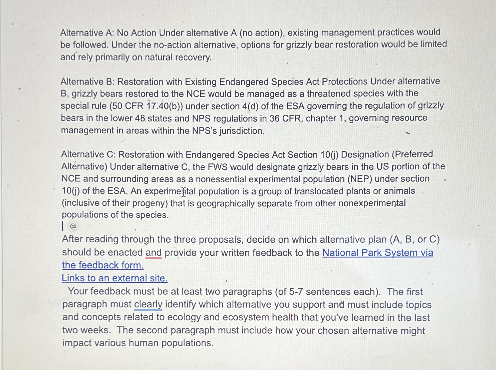 Solved Alternative A: No Action Under alternative A (no | Chegg.com