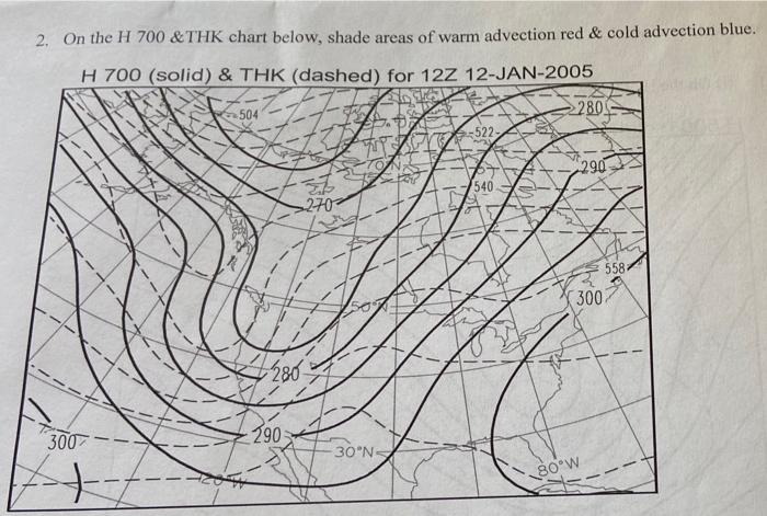 Solved 2. On the H 700 &THK chart below, shade areas of warm | Chegg.com