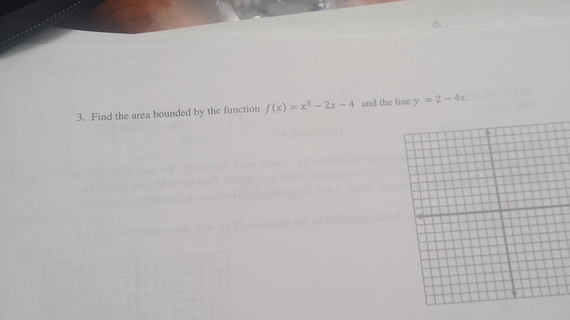 Solved 3. Find the area bounded by the function f(x)=x3−2x−4 | Chegg.com
