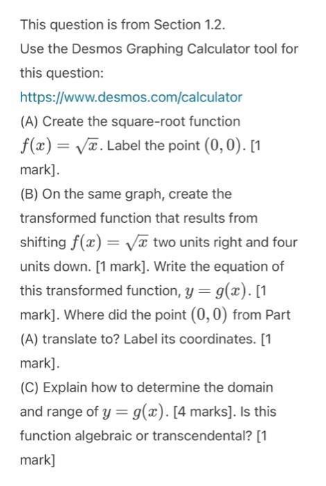 Solved This question is from Section 1.2. Use the Desmos | Chegg.com
