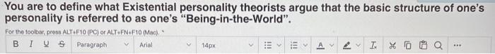 Solved You are to define what Existential personality | Chegg.com