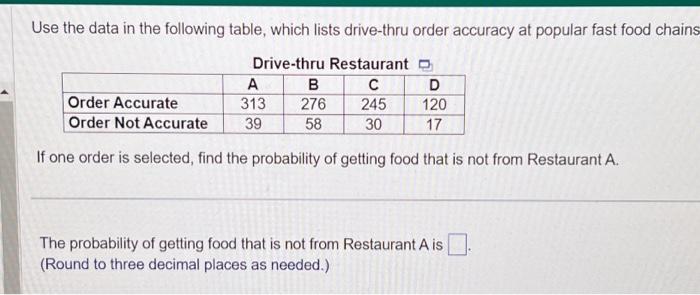 Solved Use the data in the following table, which lists | Chegg.com