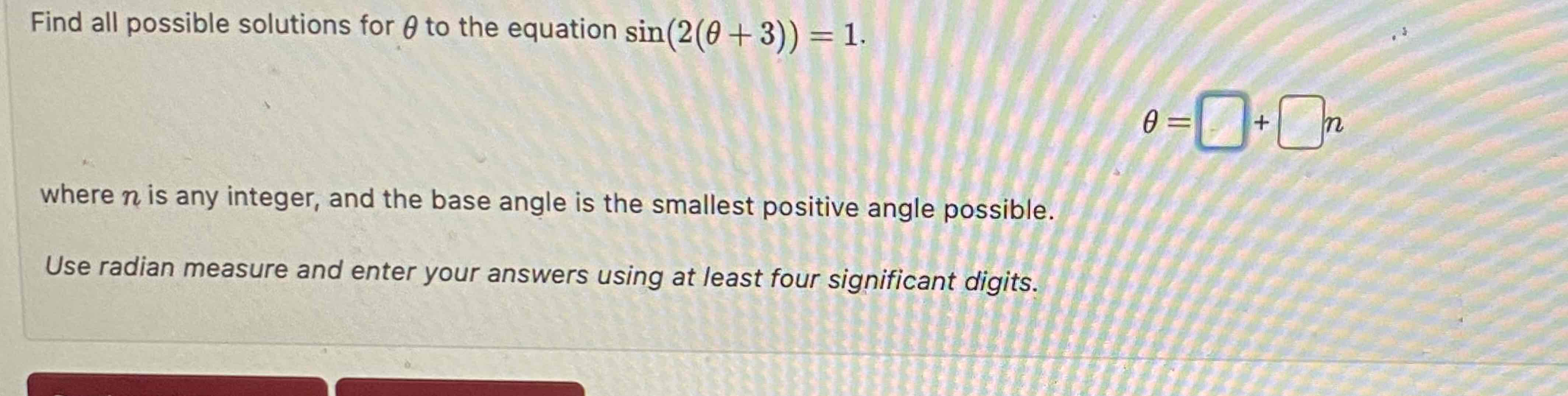 Solved Find all possible solutions for θ ﻿to the equation | Chegg.com