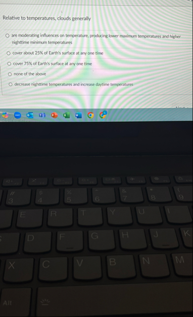 Solved Relative to temperatures, clouds generallyare | Chegg.com
