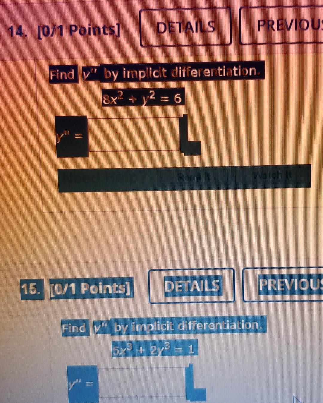 Solved Find y'' by implicit differentiation. 14. 8x^2 + y^2 | Chegg.com