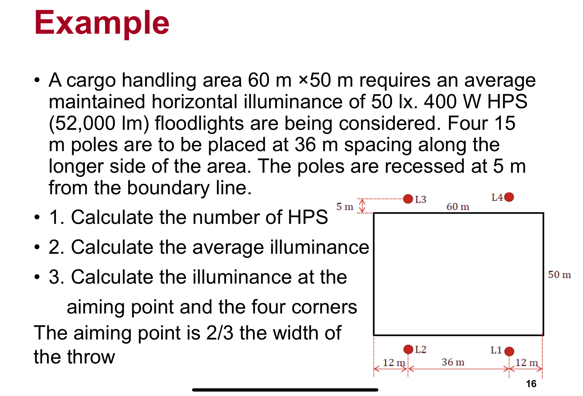 Solved ExampleA cargo handling area 60m×50m ﻿requires an | Chegg.com