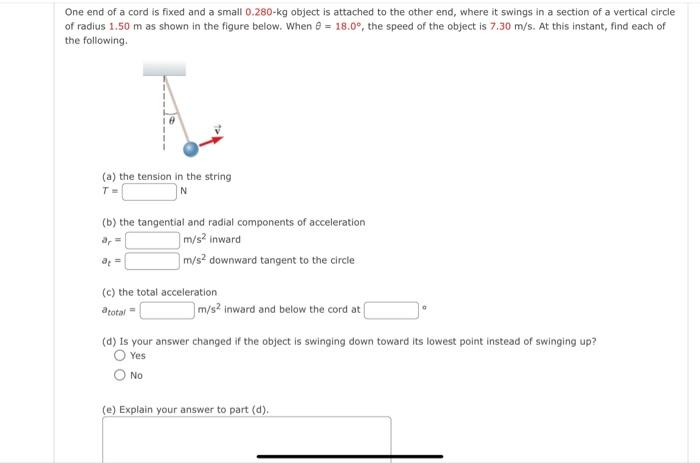 Solved One end of a cord is fixed and a small 0.280−kg | Chegg.com Solved One end of a cord is fixed and a small 0.280−kg | Chegg.com