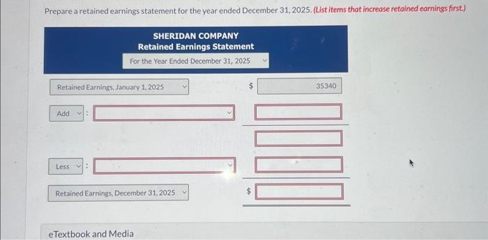 Solved Prepare a retained earnings statement for the year | Chegg.com