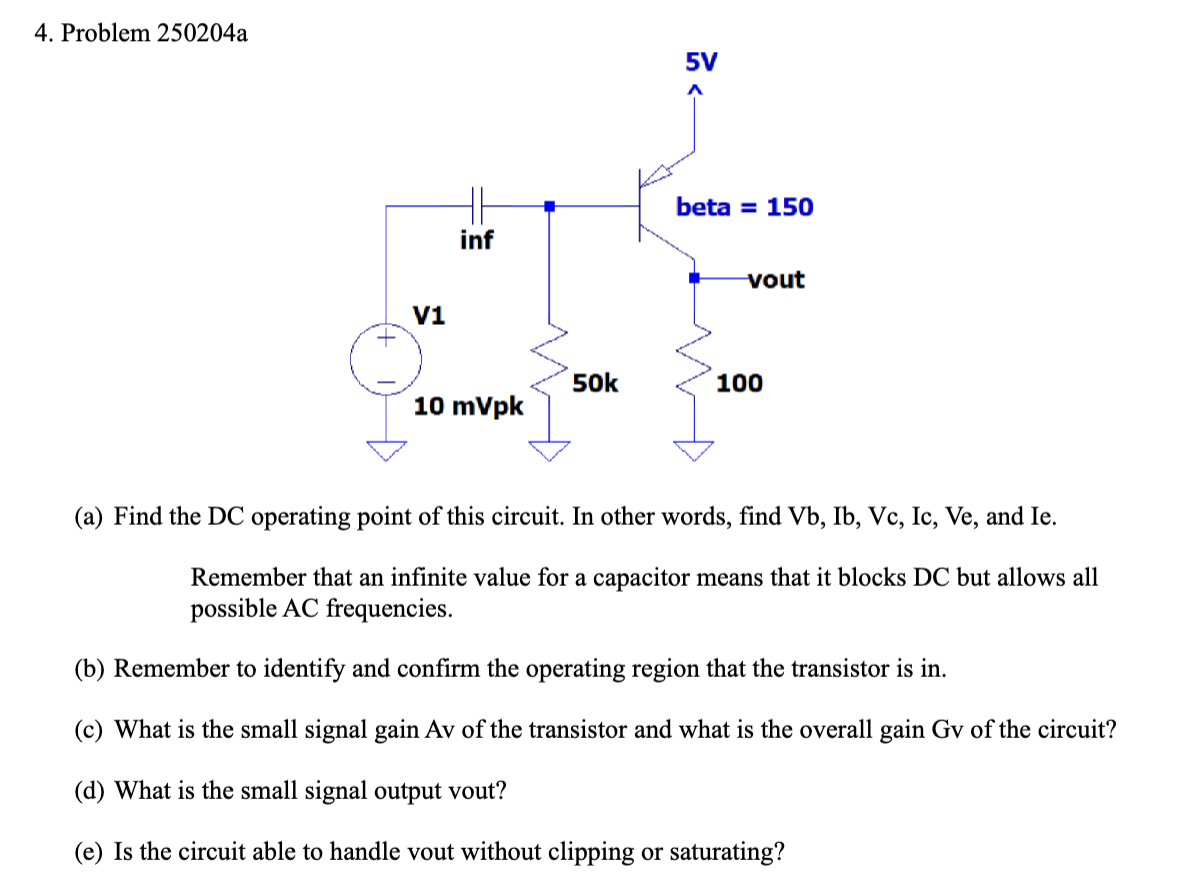 Solved Problem 250204a (a) ﻿Find the DC operating point of | Chegg.com
