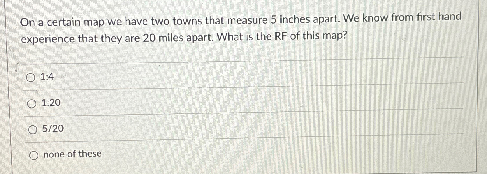 Solved On a certain map we have two towns that measure 5 | Chegg.com